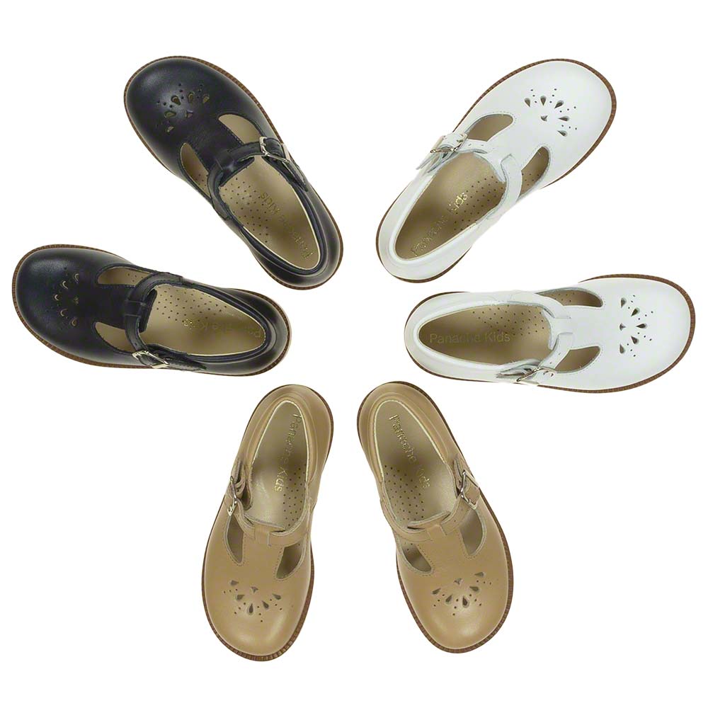 Panache Kids Traditional Unisex T-bar Sandal - Navy Leather. Children's ...