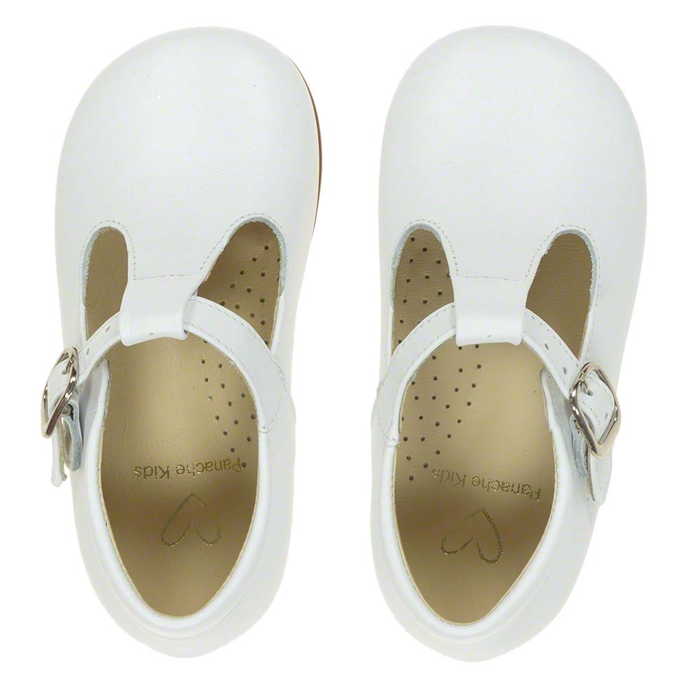 Panache Toddler T Bar Shoe - White Leather.