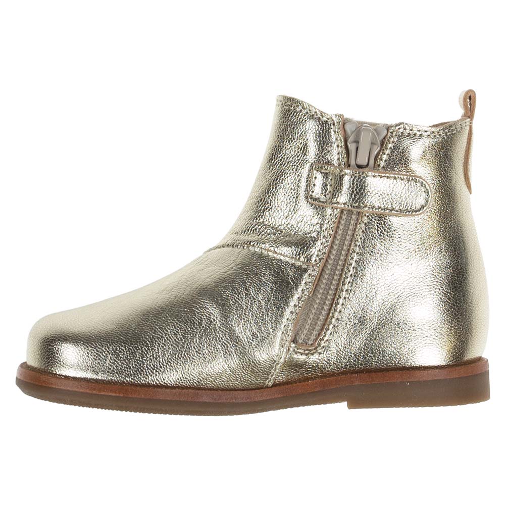 Panache Toddler Chelsea Boot With Inside Zip - Gold Metallic Leather.