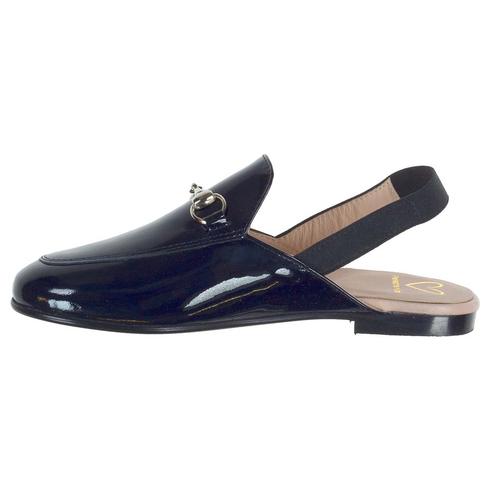 Panache Girls Sling Back Snaffle Loafer - Navy Blue Patent. Children's ...