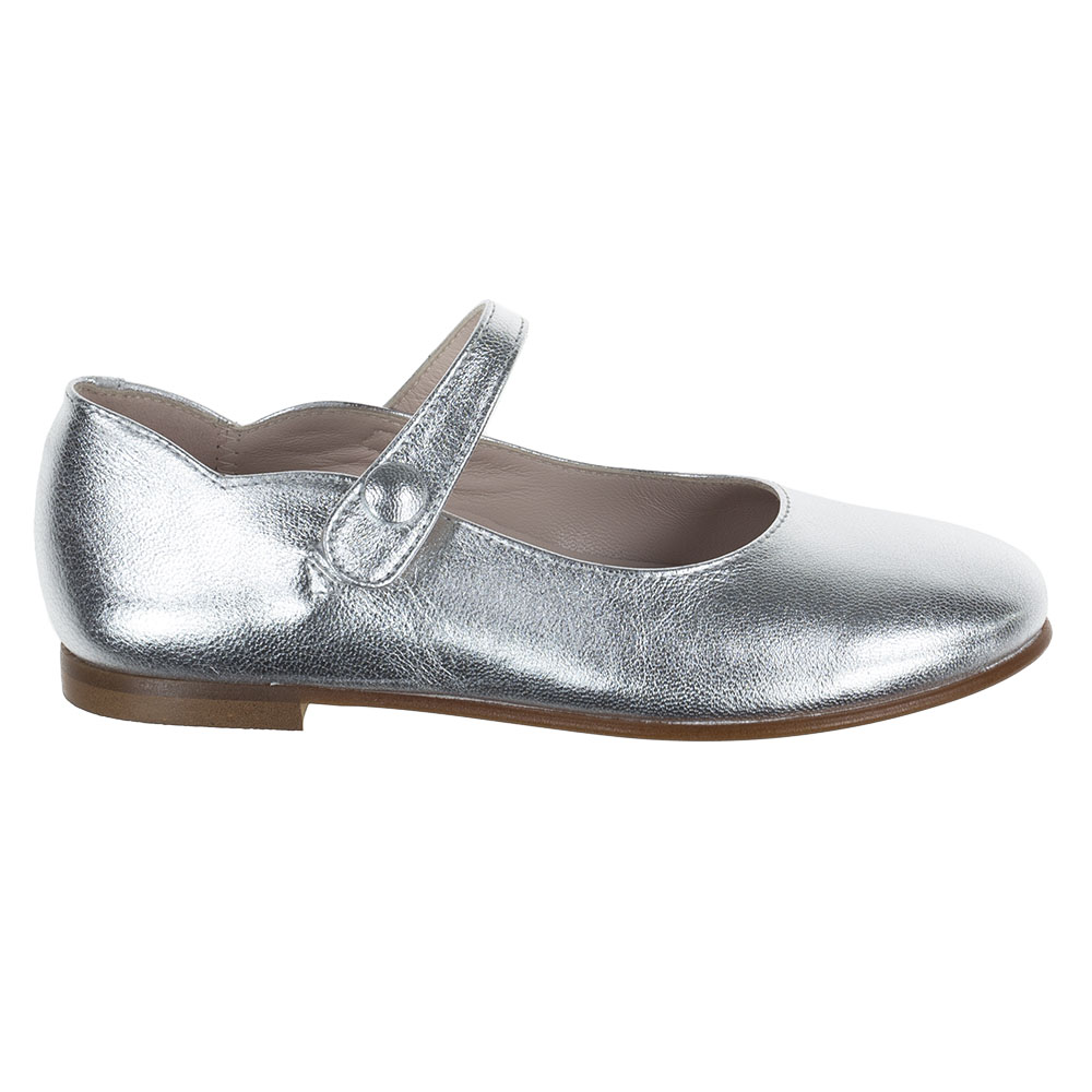 Panache Girls Scallop Pump - Metallic Silver Leather. Children's ...