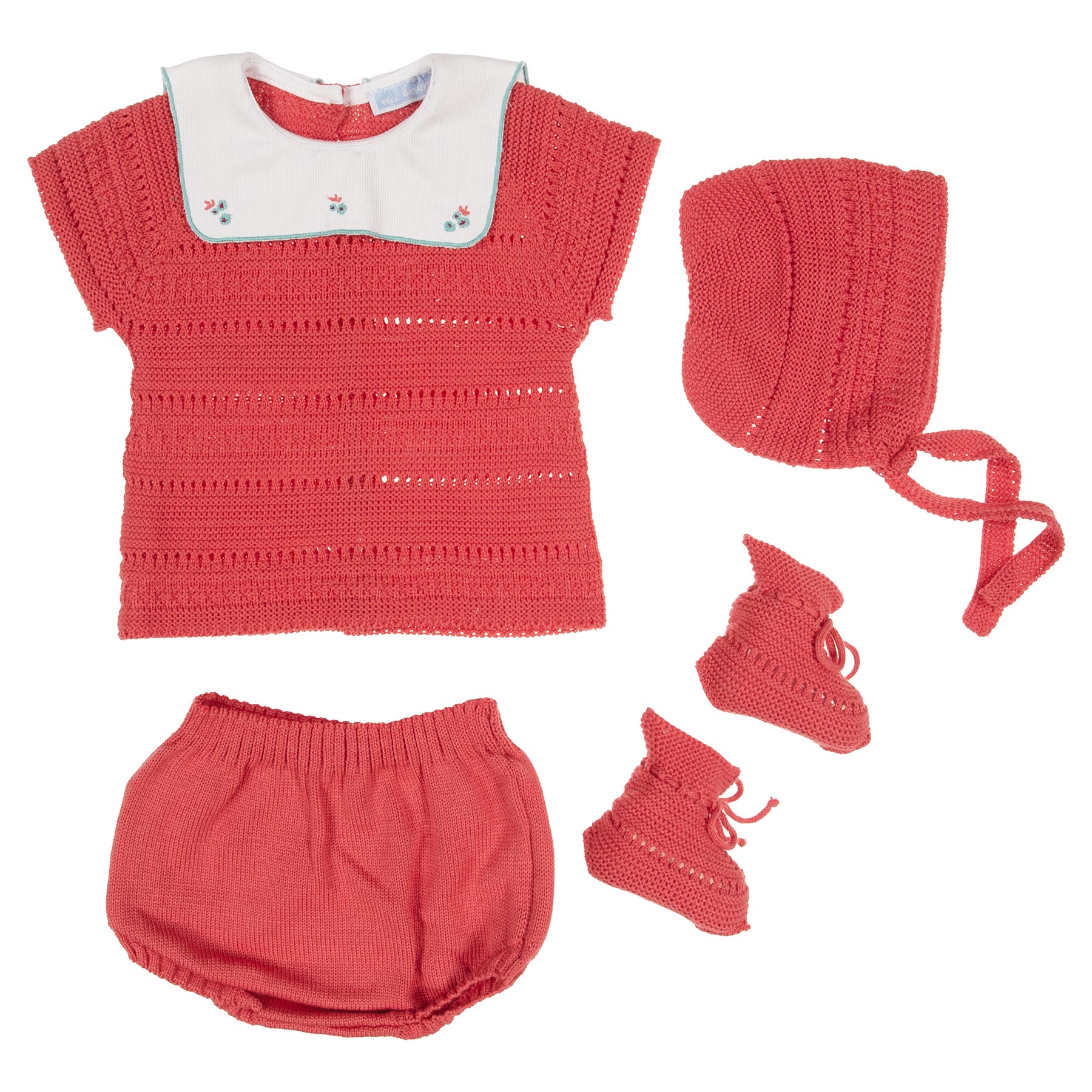 Mac Ilusion Baby Girl Jam Pant Set X 4 With Bonnet - Coral.