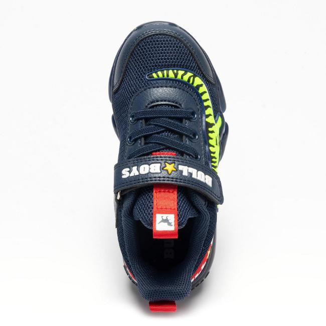 Bull Boys T Rex Dinosaur Lights Trainer - Navy Blue.