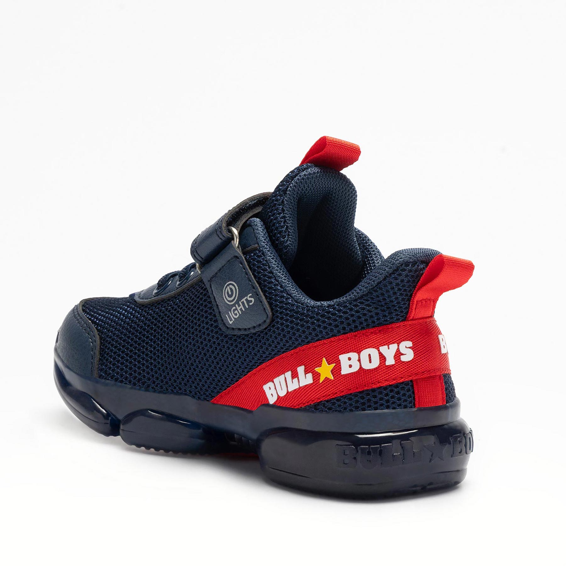 Bull Boys T Rex Dinosaur Lights Trainer - Navy Blue.