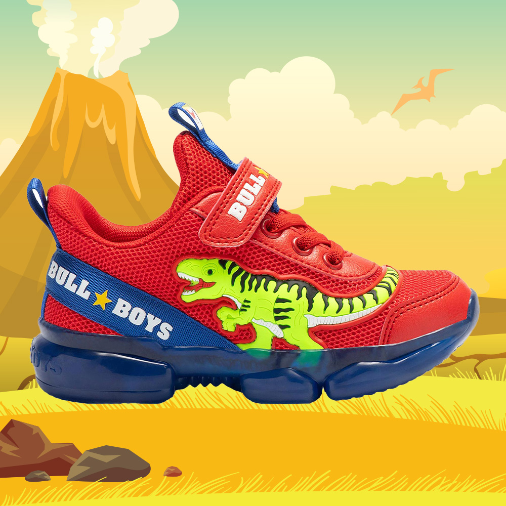 Bull Boys T Rex Dinosaur Lights Trainer - Red.