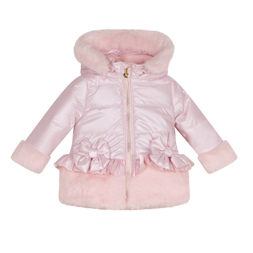 little A Bear Hugs Collection Honey Faux Fur Frilled Jacket - Baby Pink.