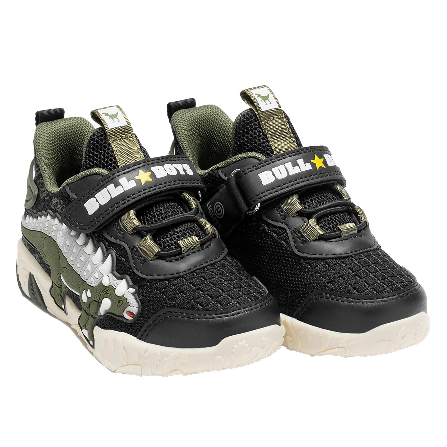 Bull Boys Dinosaur Anchilosauro Lights Trainer - Black.