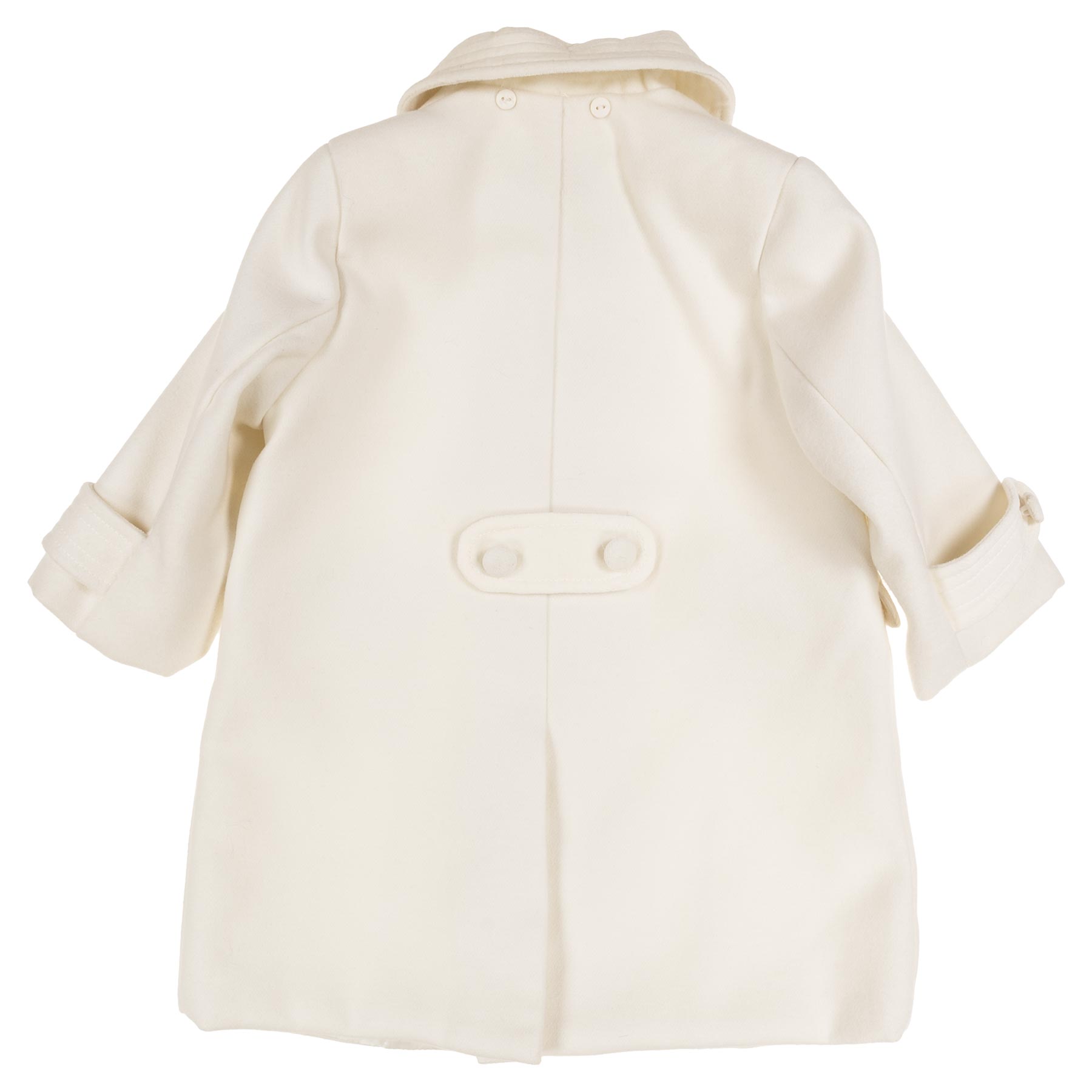 Sarah Louise Boys Traditional Winter Coat With Detachable Hood - Ivory.