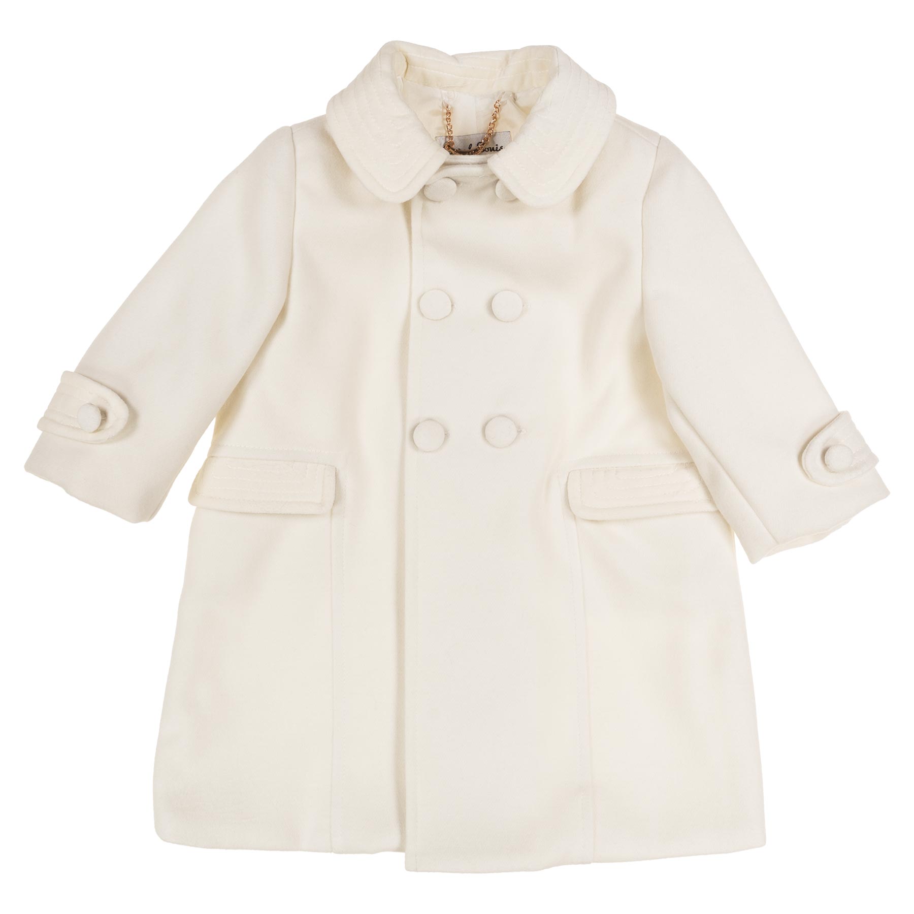 Sarah Louise Boys Traditional Winter Coat With Detachable Hood - Ivory.