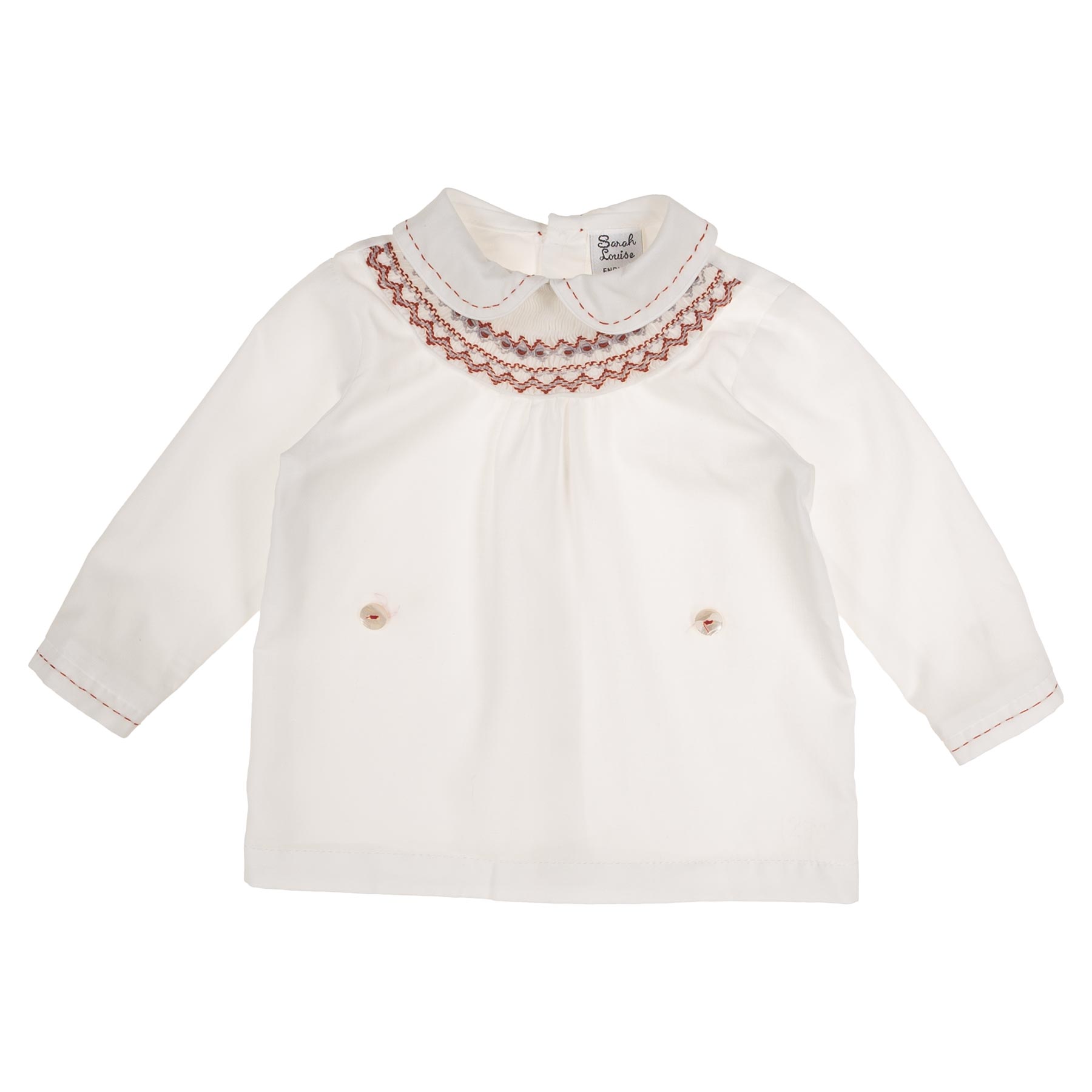 Sarah Louise Boys Smocked Blouse & Velvet Short Set - White Burgundy.