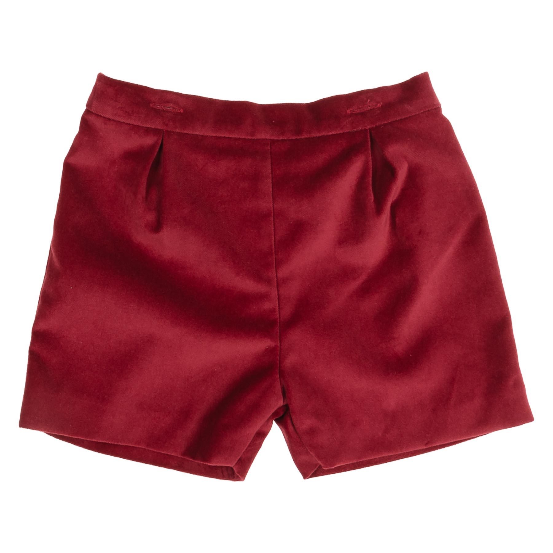 Sarah Louise Boys Smocked Blouse & Velvet Short Set - White Burgundy.