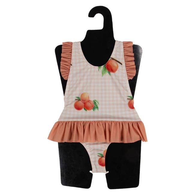 Meia Pata Girls Peaches Ravello Skirted Swimsuit - White Peach.