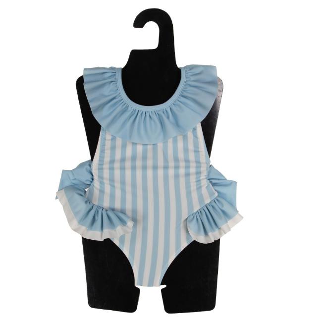 Meia Pata Girls Blue Stripes Salerno Swimsuit - White Blue.