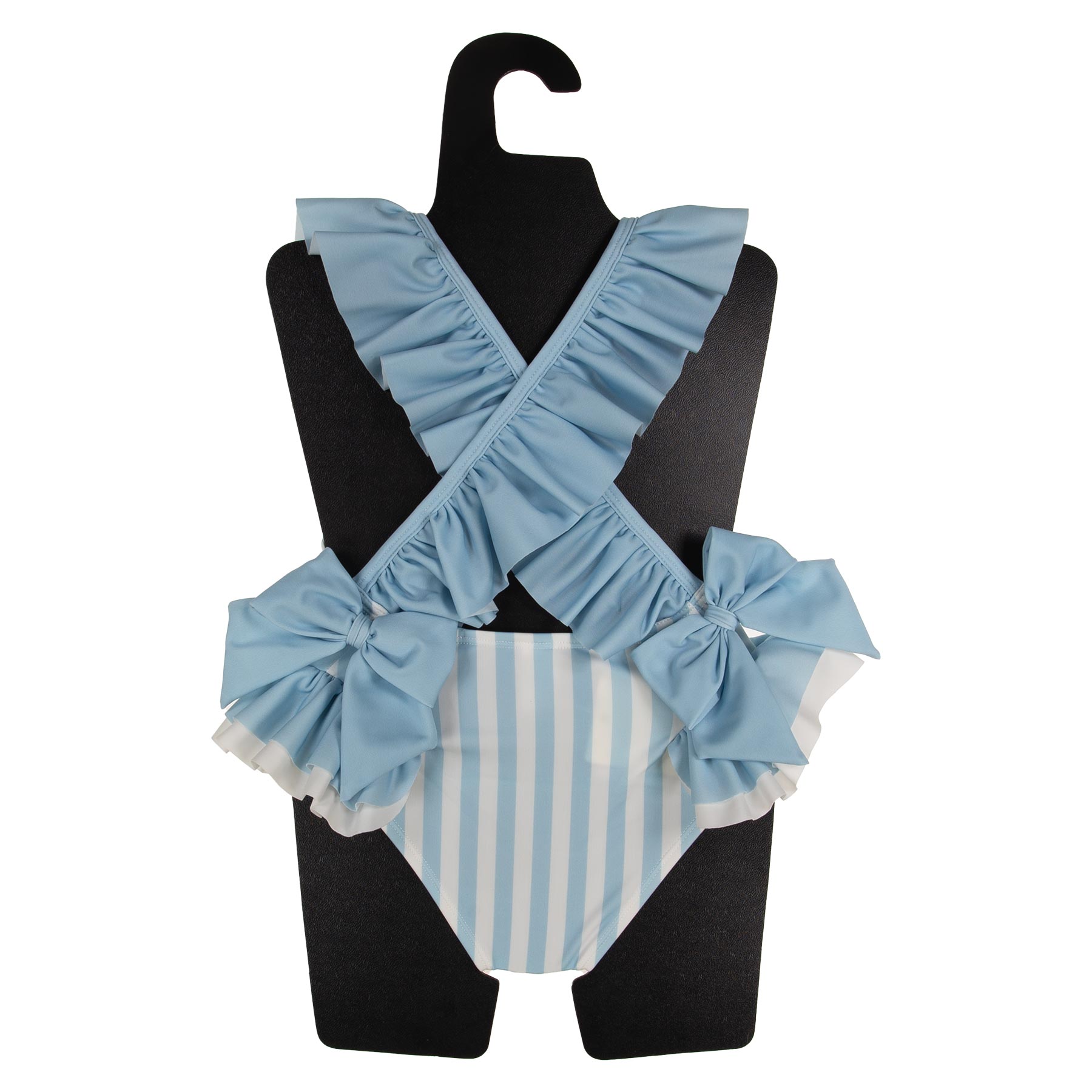 Meia Pata Girls Blue Stripes Salerno Swimsuit - White Blue.