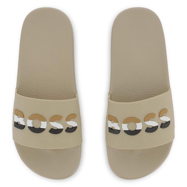 BOSS Boys Classic Logo Sliders - Beige.