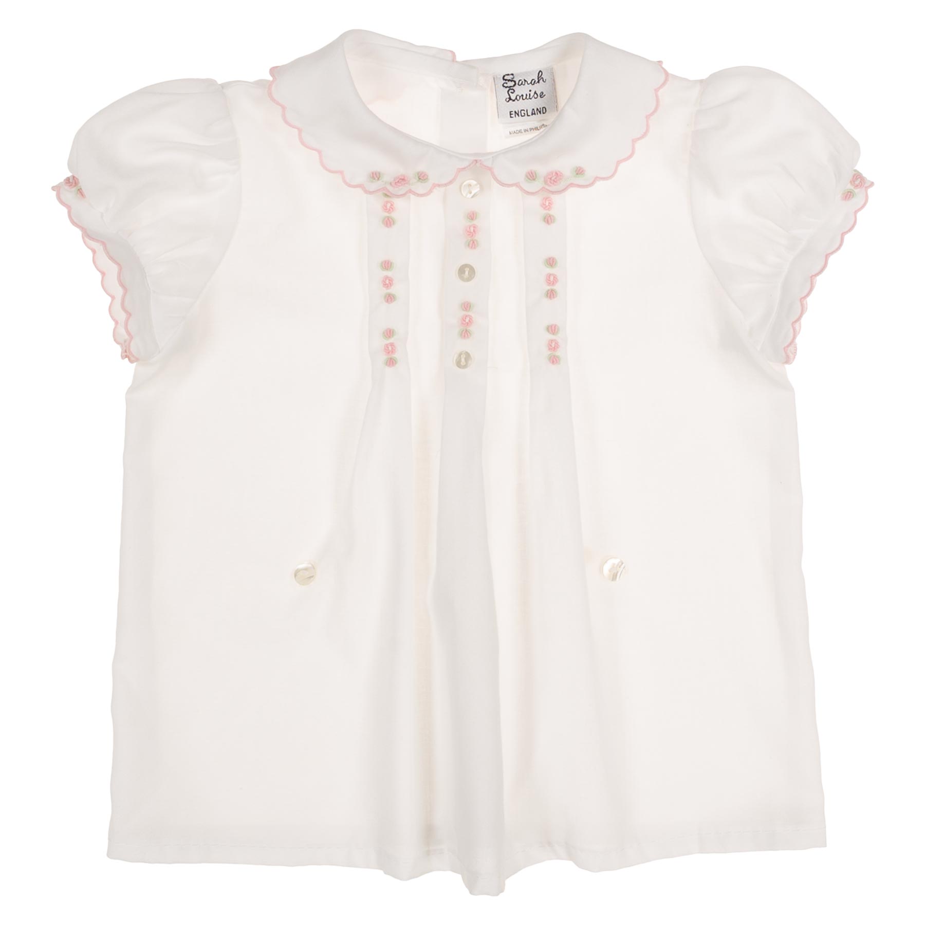 Sarah Louise Baby Girls Embroidered Jampant Set X 2 - White Pink.