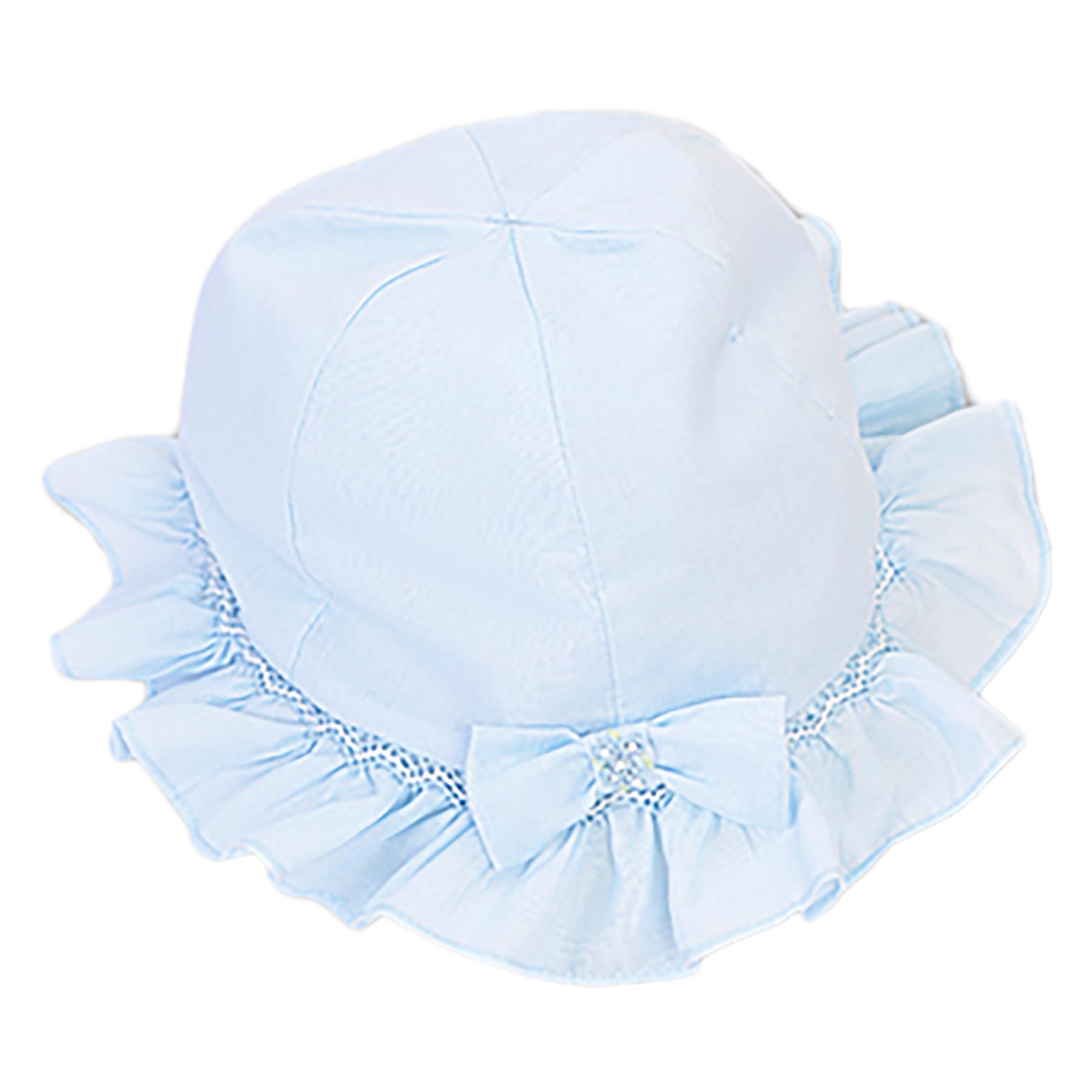 Sarah Louise Girls Ruffle Sunhat With Bow - Blue.