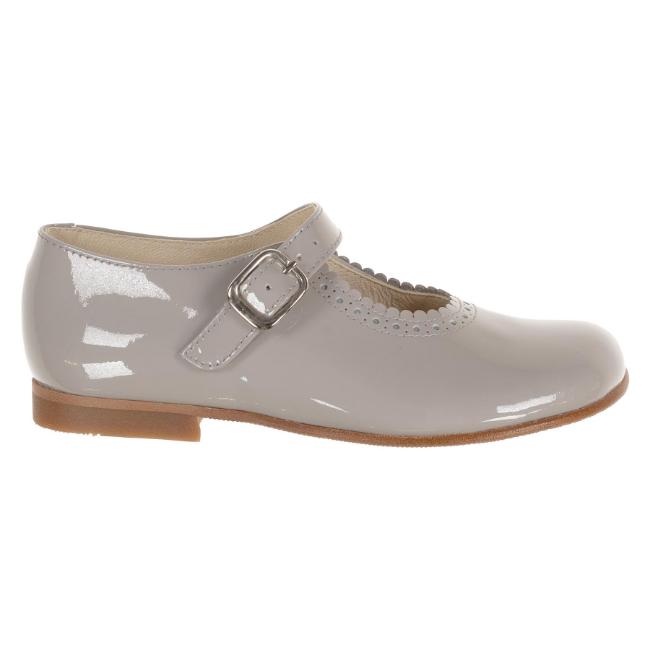 Panache Girls Mary Jane Shoe - Ice Grey Patent.