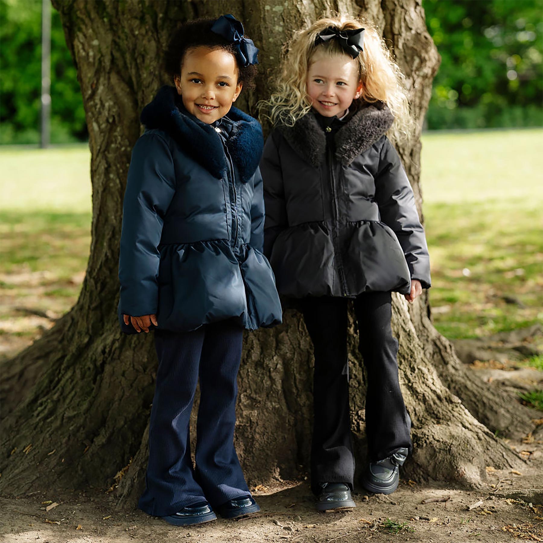 A Dee BTS Amie Short Jacket Faux Fur Hood - Navy Blue.