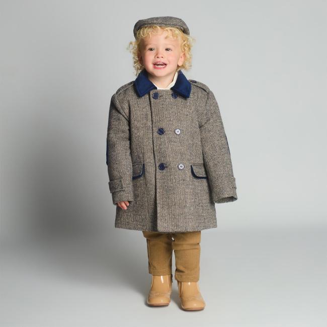 Beau KiD Boys Traditional Country Coat & Cap Set X 2 - Navy Blue.